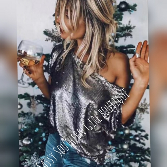 Sassy Southern Girl Boutique | Tops | Rose Gold Sequin Off Shoulder Top ...